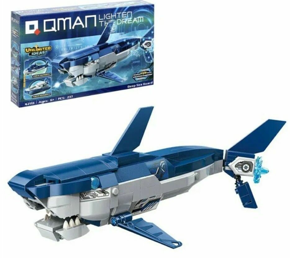 Конструктор пластиковый Qman 42113 Подводная лодка - трансформер, 3 в 1, 237 деталей