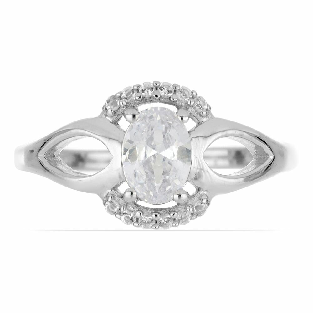 Кольцо, серебро, 925 проба, родирование, фианит, топаз