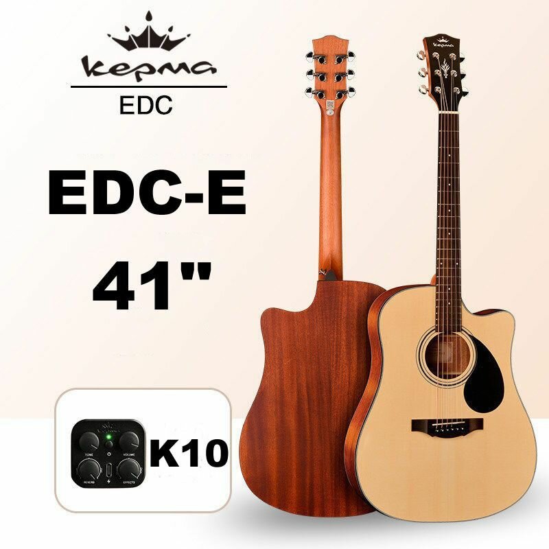 Kepma EDC-E Natural Grand Auditorium Электроакустическая гитара / Трансакустическая гитара Ель+Красное дерево / музыкальные инструменты