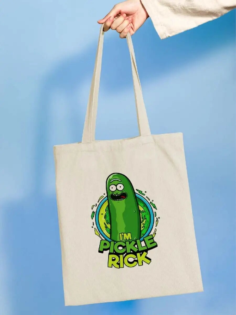 Сумка шоппер  на плечо холщевая с принтом Рик и Морти