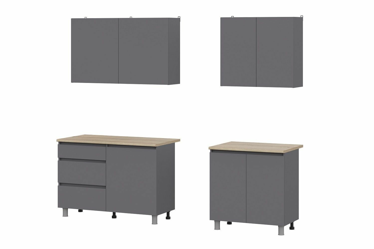 Готовая кухня Денвер 2 м, графит серый/сонома