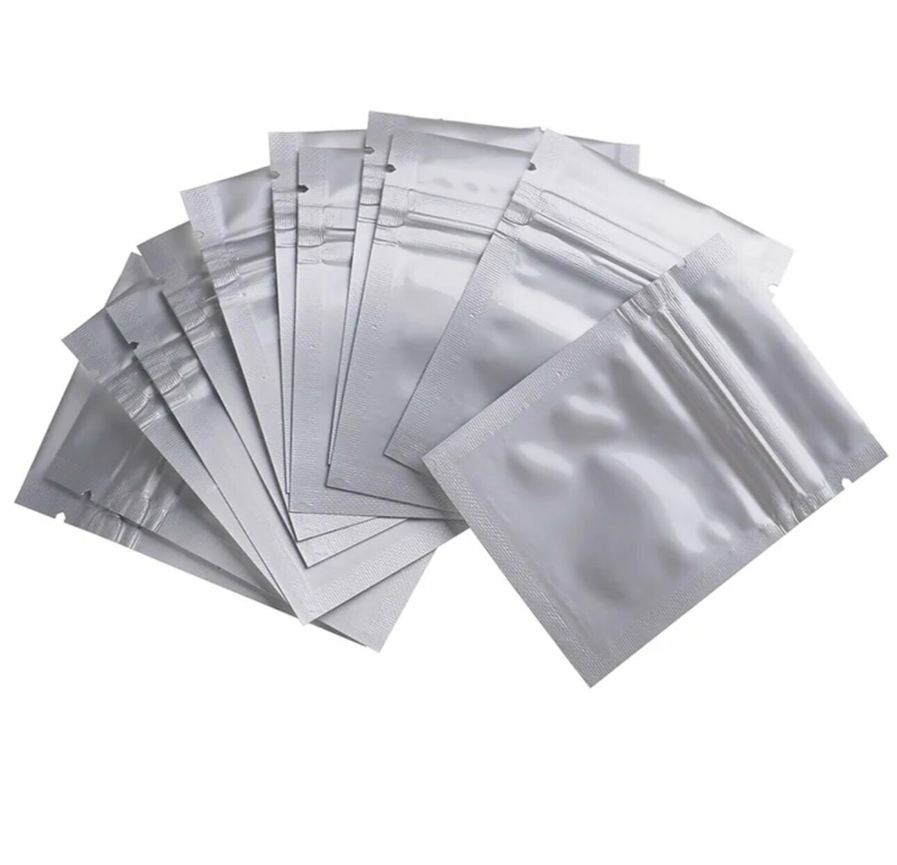 Пакеты фольгированные 7х7 см до замка , серые, плотность 115 мкм, 100шт.