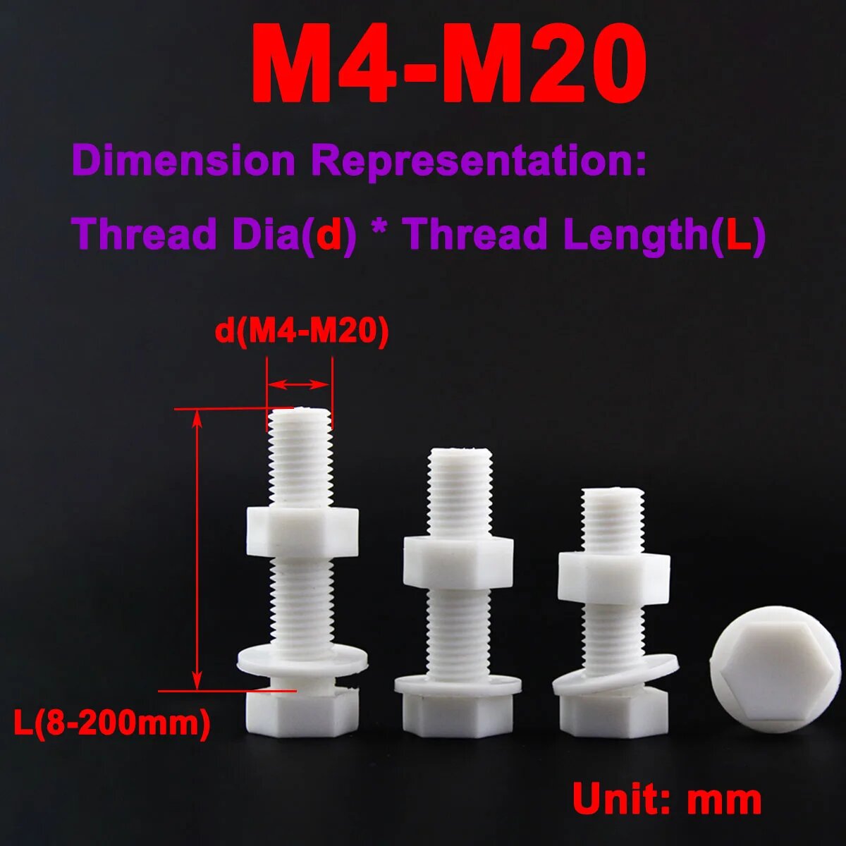 Полипропиленовые гайки M4-M20 2set M10X50