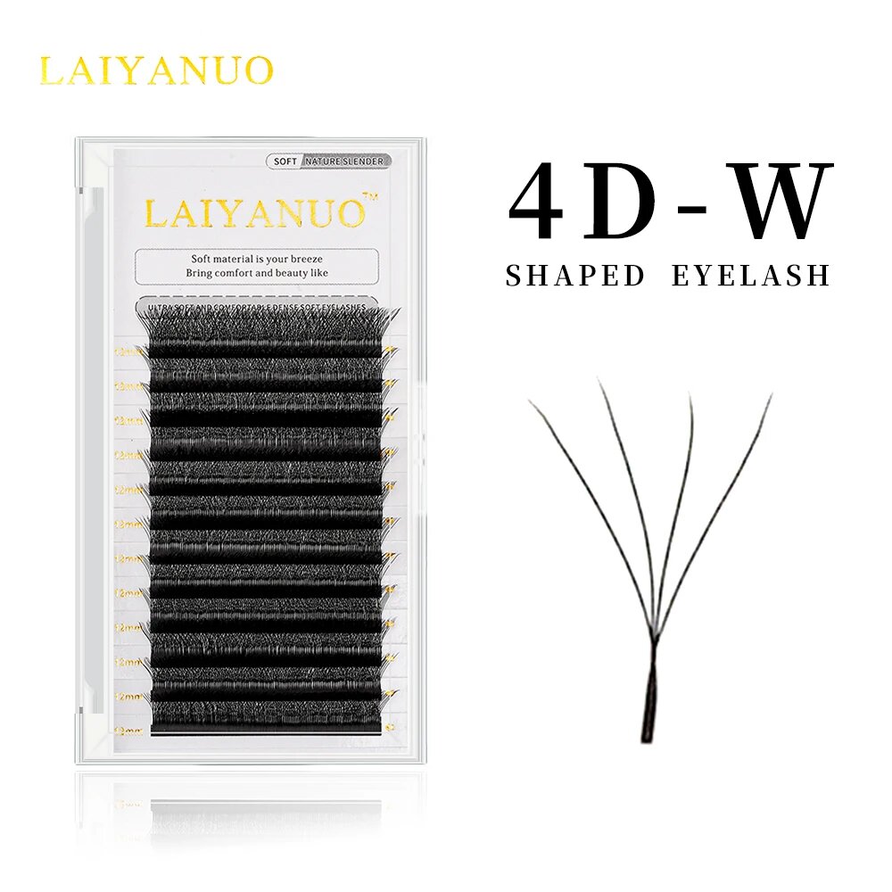LAIYANUO Ресницы 4D-W, D-изгиб, 10 мм