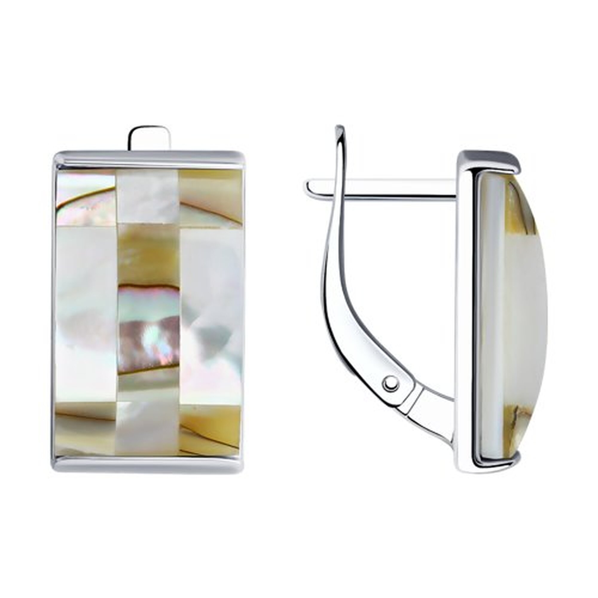 Серьги, серебро, 925 проба, родирование, перламутр