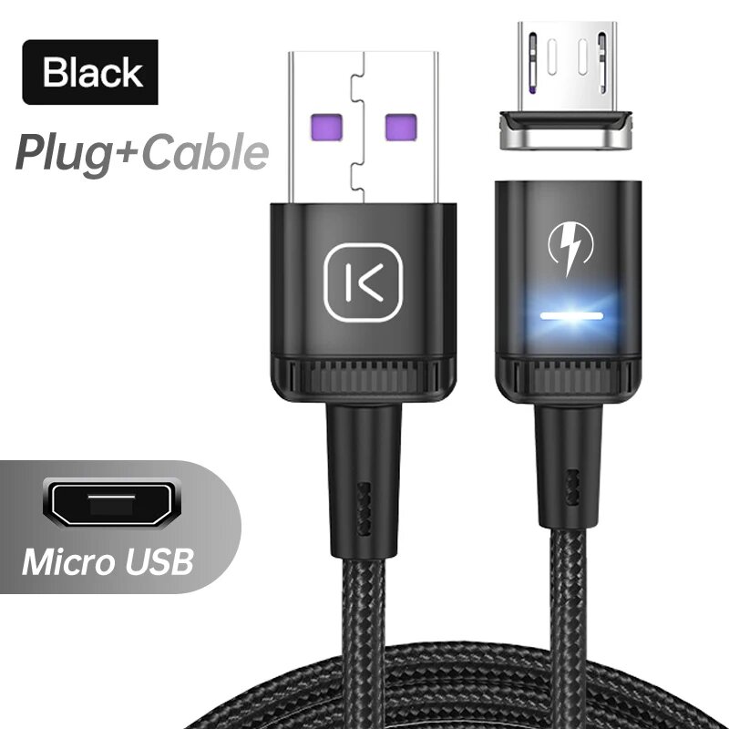 KUULAA Магнитный кабель Micro USB Type C Кабель для быстрой зарядки для iPhone 16 15 14 Pro Max X XR XS Зарядное устройство Кабель MicroUSB USB C