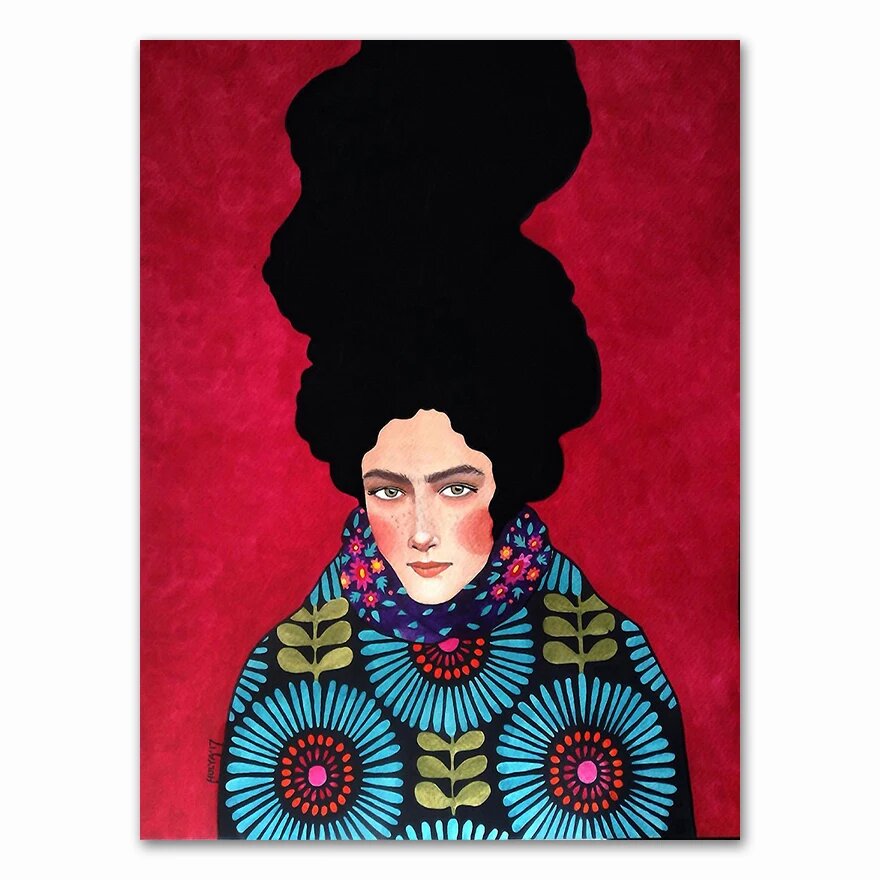Картина на холсте "Абстрактная девушка" 30x42см, цвет 0387-07