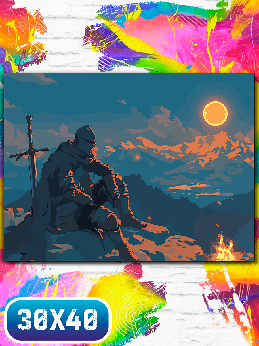 Картина по номерам на холсте игра Dark Souls (Дарк Соулс, PS, SWITCH, PC, XBOX) - 15350 30x40 Г