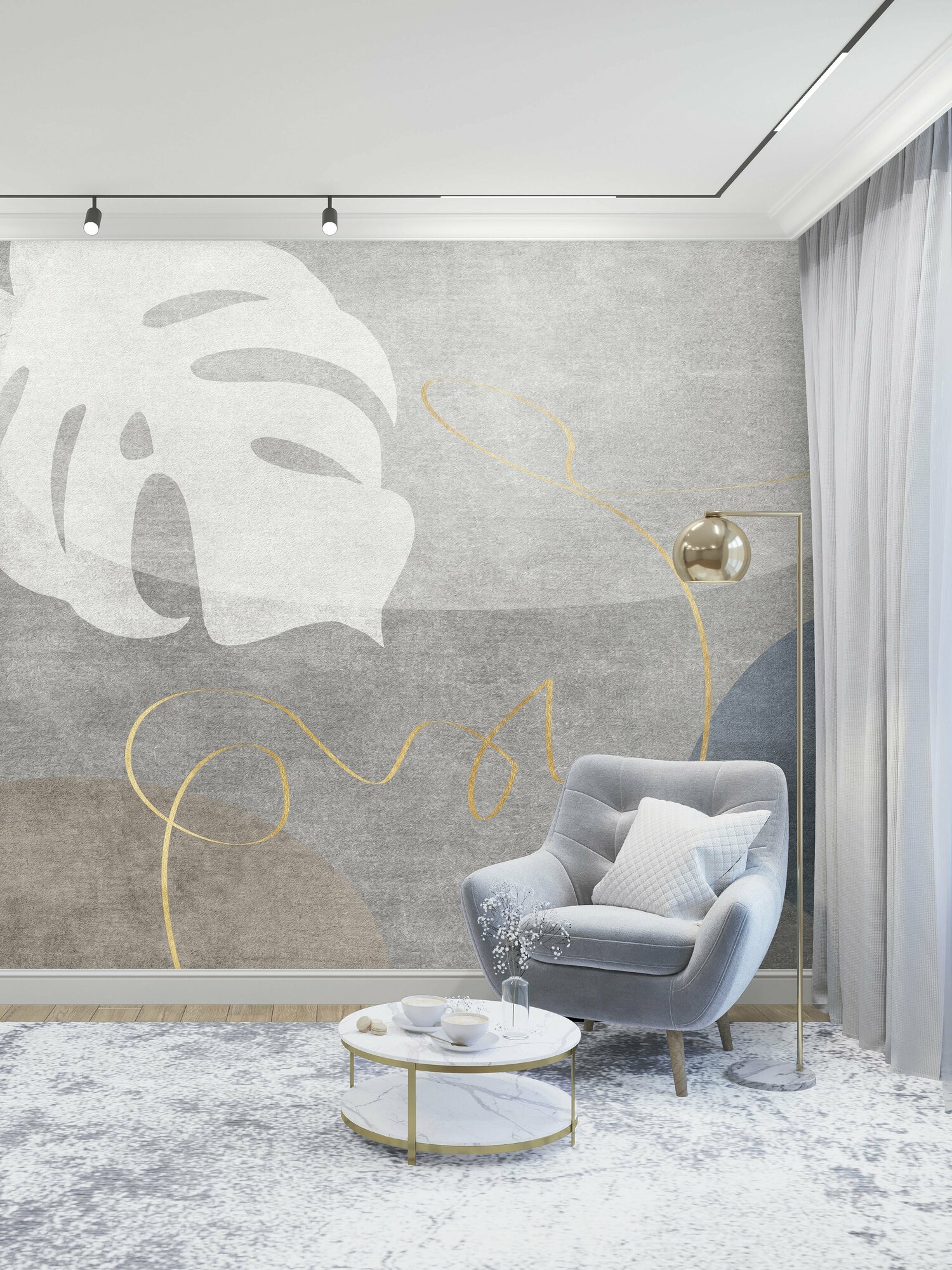 Фотообои на стену Printwalls "Абстракция модерн" флизелиновые 3D 300х270 см обои виниловые на флизелине на кухню в гостиную и спальню