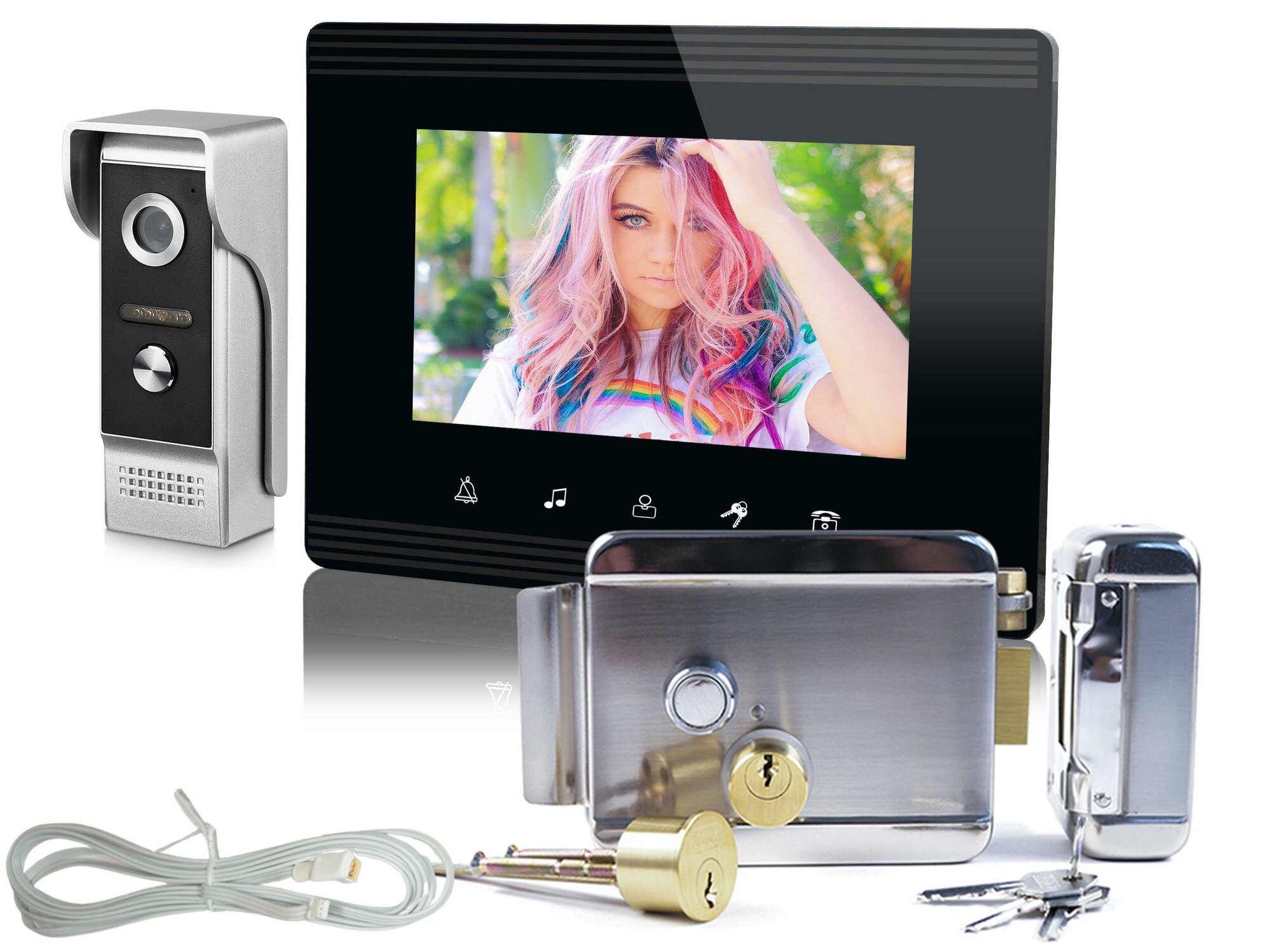 Комплект домофон цветной и электромеханический замок EP-7200 и замок AX-042 - замок электромеханический с домофоном