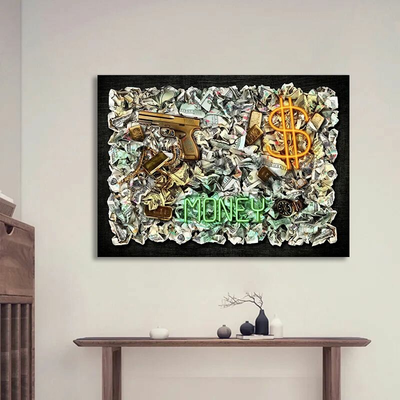 Мотивация / доллар, деньги, картина на стену / в офис, 20х30 см.