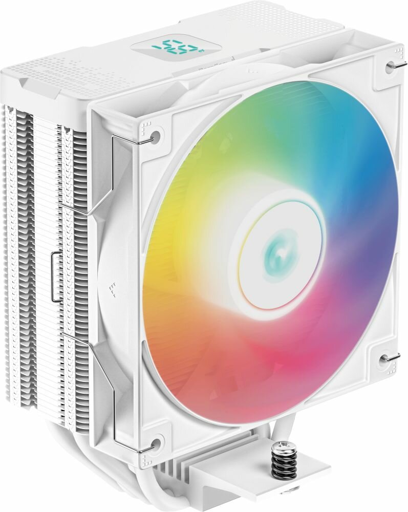 Кулер DEEPCOOL AG400 DIGITAL WH ARGB LGA1700/1200/115X/AM5/AM4 (TDP 220W, PWM, ARGB Fan 120mm, 4 тепл. трубки, белый) RET