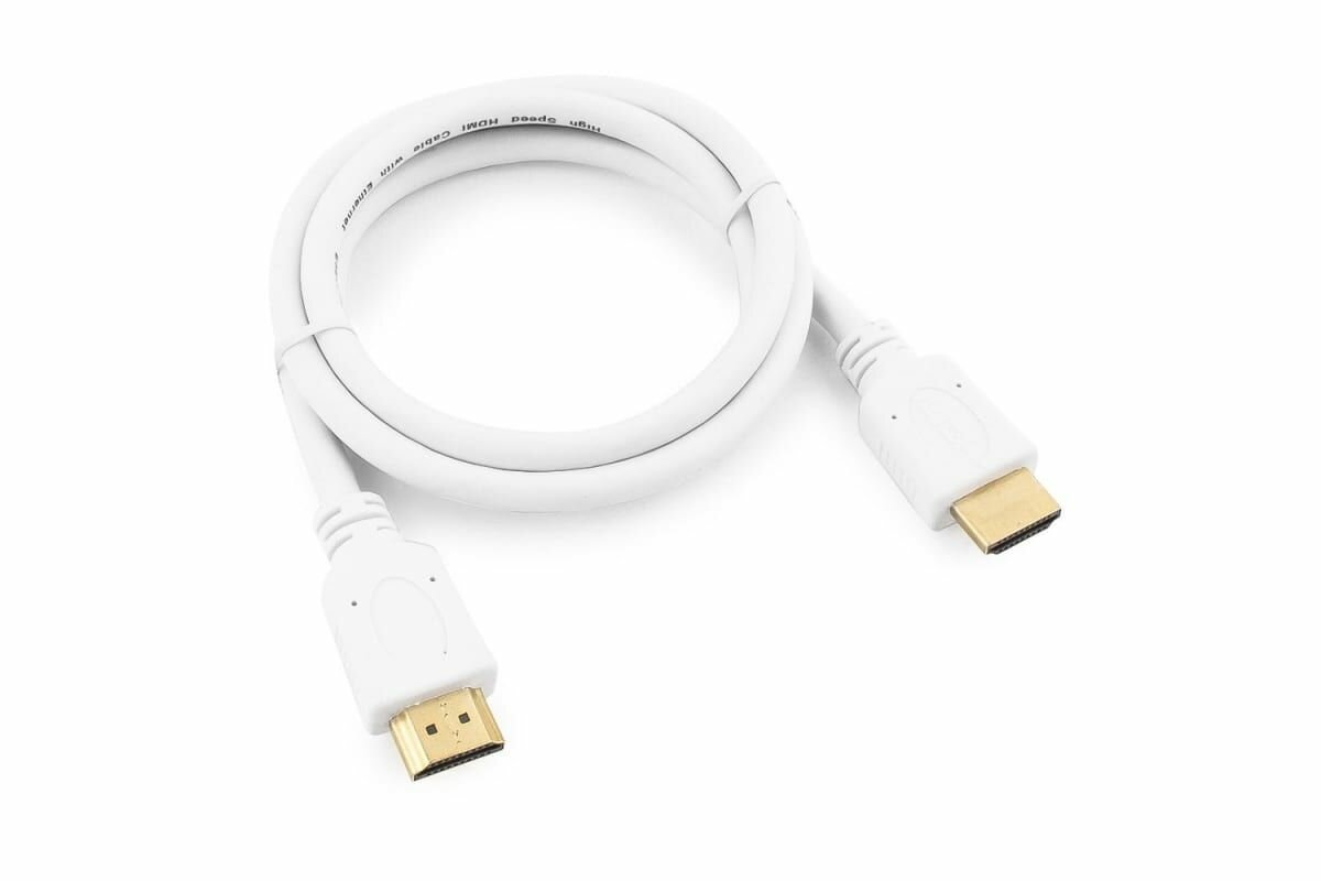 Кабель HDMI Cablexpert CC-HDMI4-W-1M, 19M/19M, v2.0, медь, позол. разъемы, экран, 1м, белый, пакет