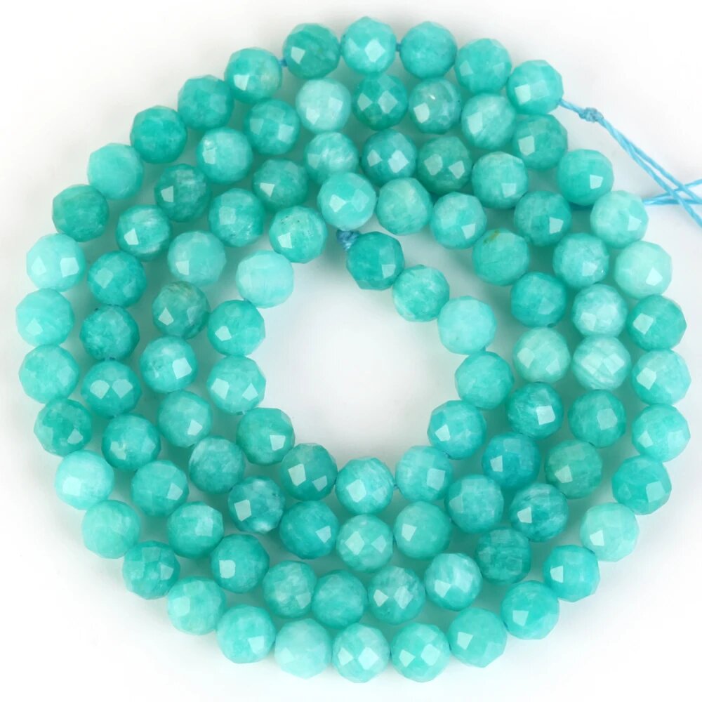 Бусины из натурального амазонита с гранями, круглые свободные бусины 2/3/4 мм для изготовления ювелирных изделий, подходят для браслетов и ожерелий «сделай сам», 15 дюймов