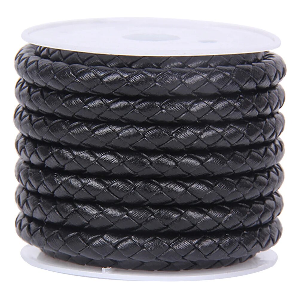 REGELIN Круглый кожаный шнур из воловьей кожи 2 метра 3/4/5/6 мм Черный, 3mm, black