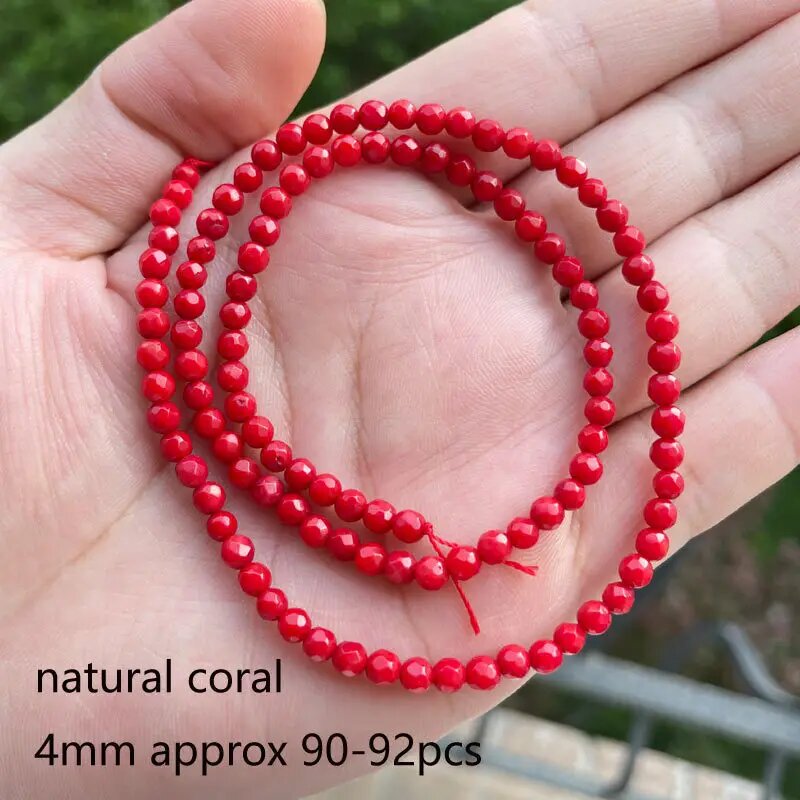 Бусины из красного коралла jbyzbsm 2/3/4/6/8 мм 4mm Faceted Round