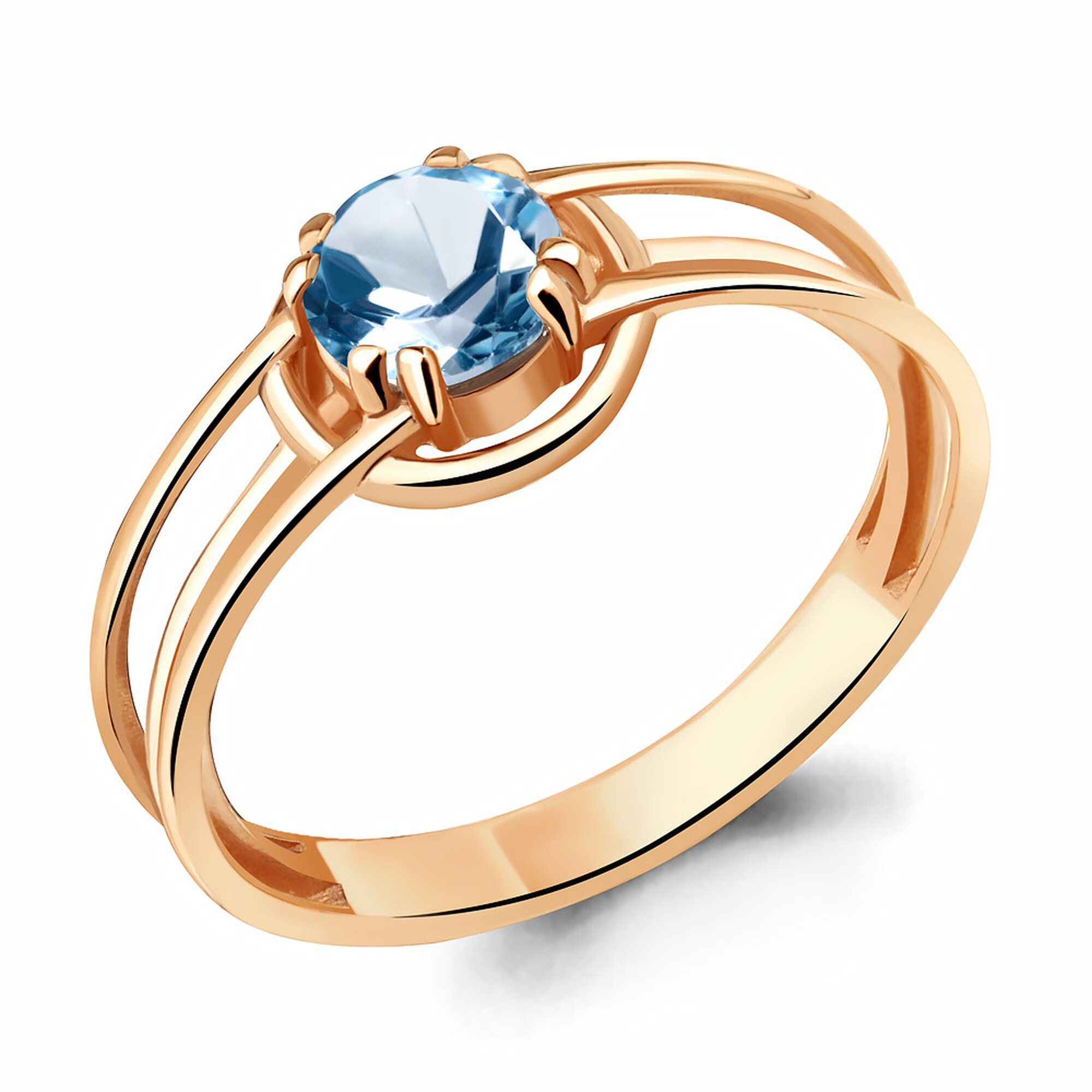 Кольцо, серебро, 925 проба, золочение, топаз