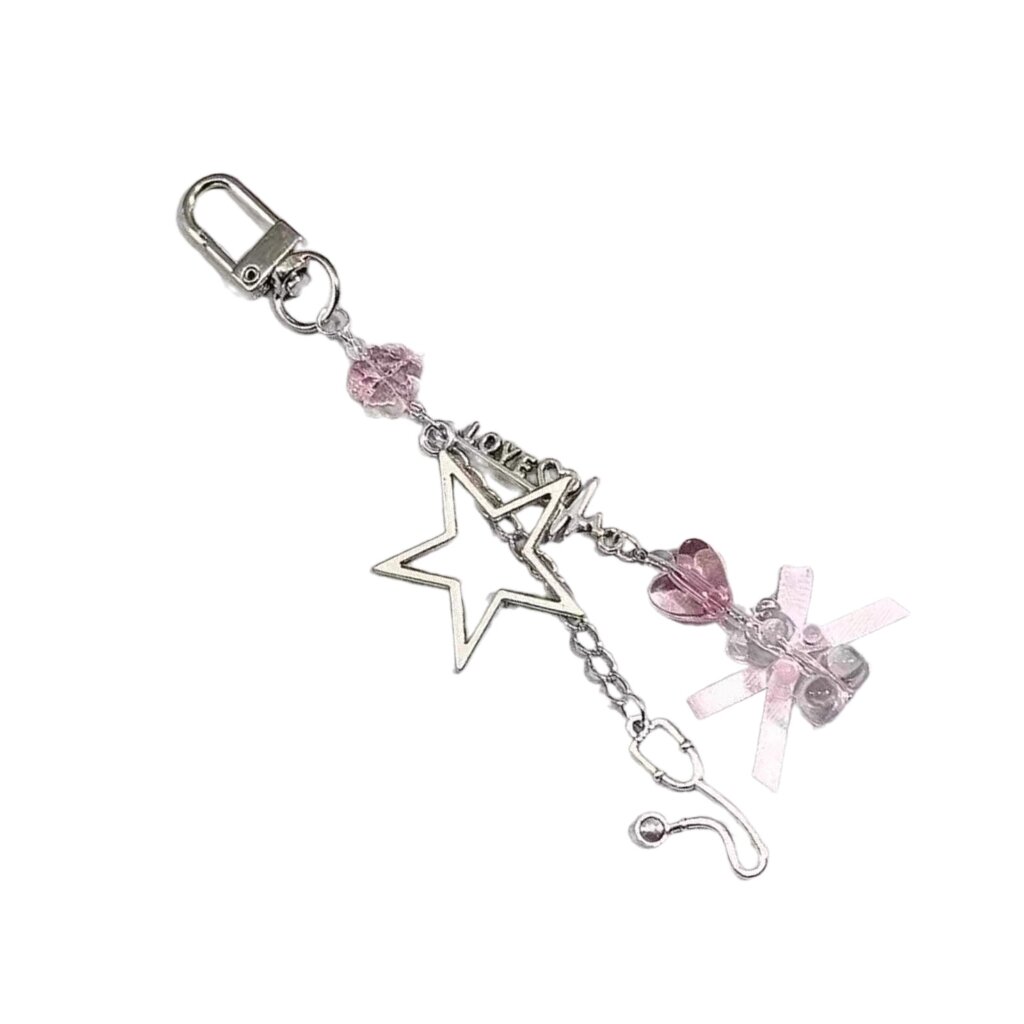 Цепочка для телефона ручной работы из бисера, стильный брелок с бантом в виде сердца, Подвеска для телефона, украшение для сумки, ремешок для телефона