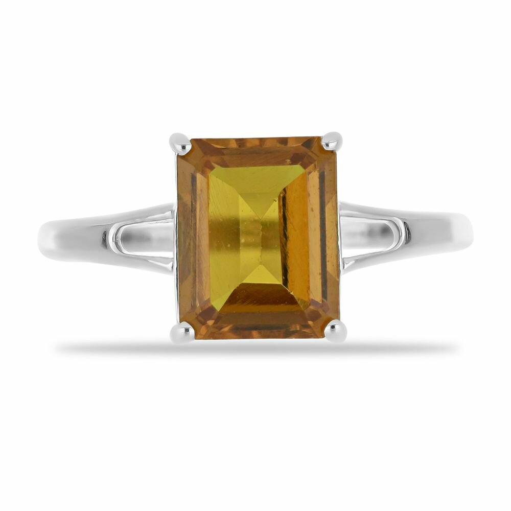 Кольцо, серебро, 925 проба, родирование, султанит синтетический