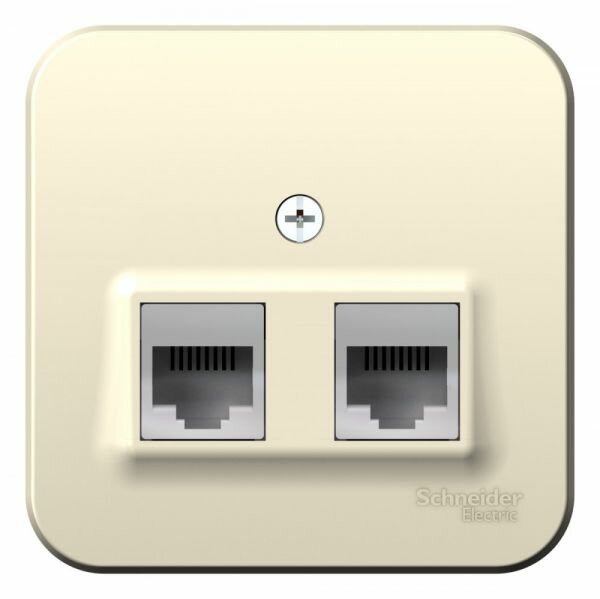 8 шт. Systeme Electric Blanca наружная Молочная Розетка 2-ая ТЛФ/комп, RJ45+RJ11, кат.5E, изолированная пластина, BLNIA045112