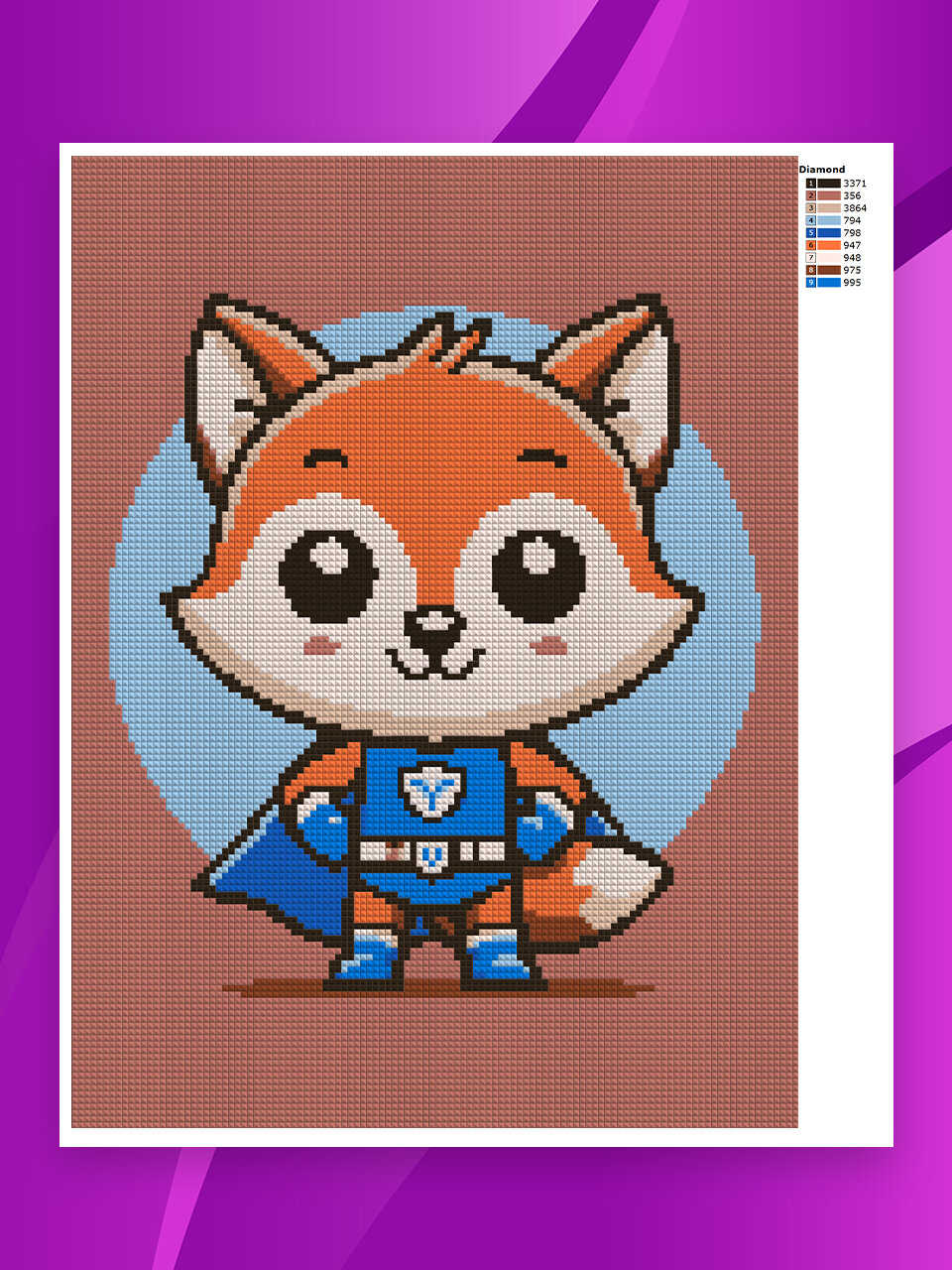 Алмазная мозаика без подрамника - для детей - Супер Фокси 30 х 40 см