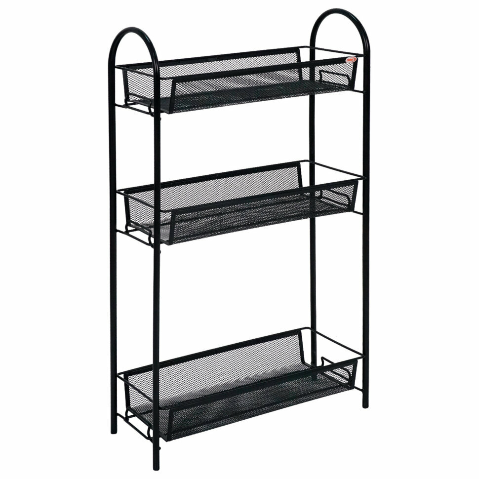 Этажерка "Ладья-13" офисно-бытовая 3 яруса, металл, черная, 43х17х75,5 см, Э 399 Ч, 609165