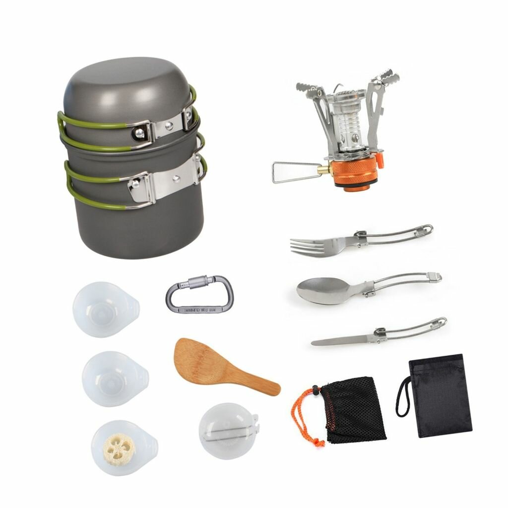 Походная посуда, Набор для кемпинга - зеленый, 1 комплект