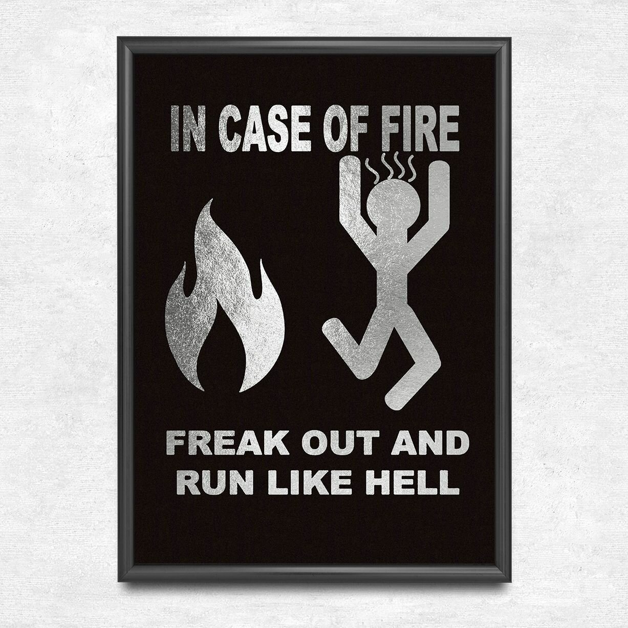 Постеры для интерьера. Постер с надписью. Плакат для кухни, гостиной, спальни, кабинета В случае пожара