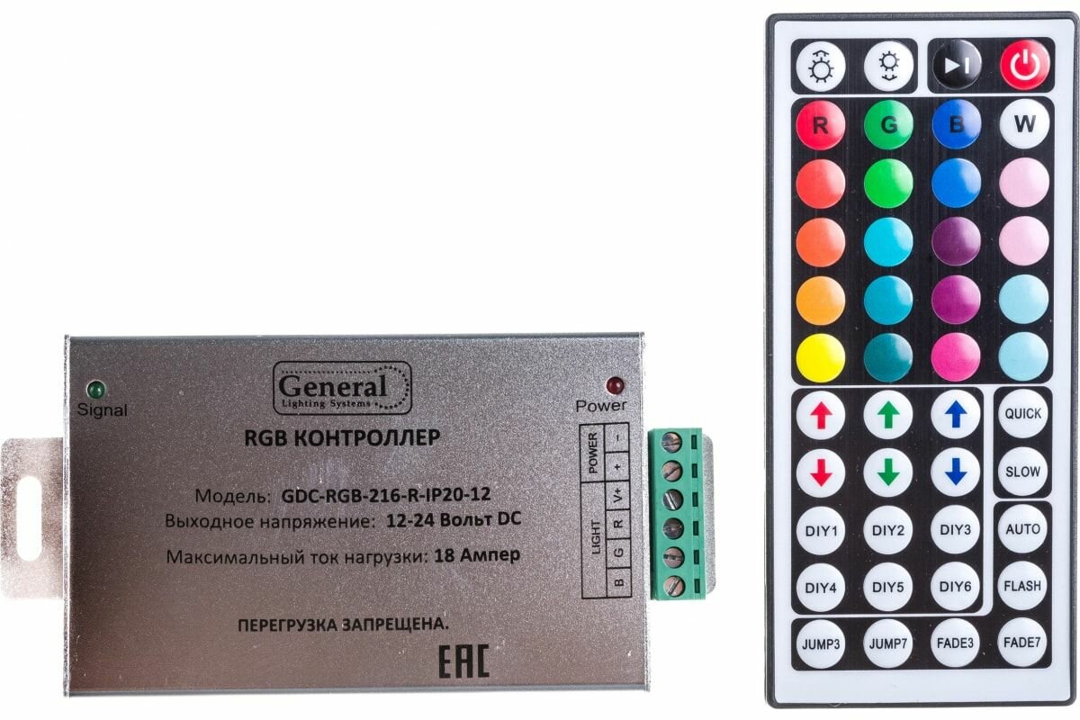 Контроллер для RGB ленты 12v General 216W GDC-RGB-216-R-IP20-12