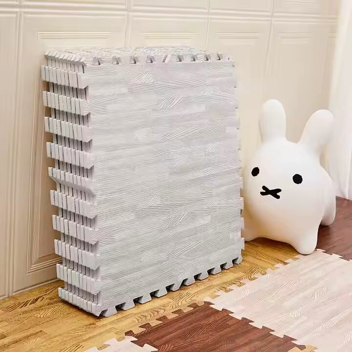 Мягкая ЭВА плитка-пазл "Паркет имитация" 30х30см-16 штук (120х120см), Серое дерево