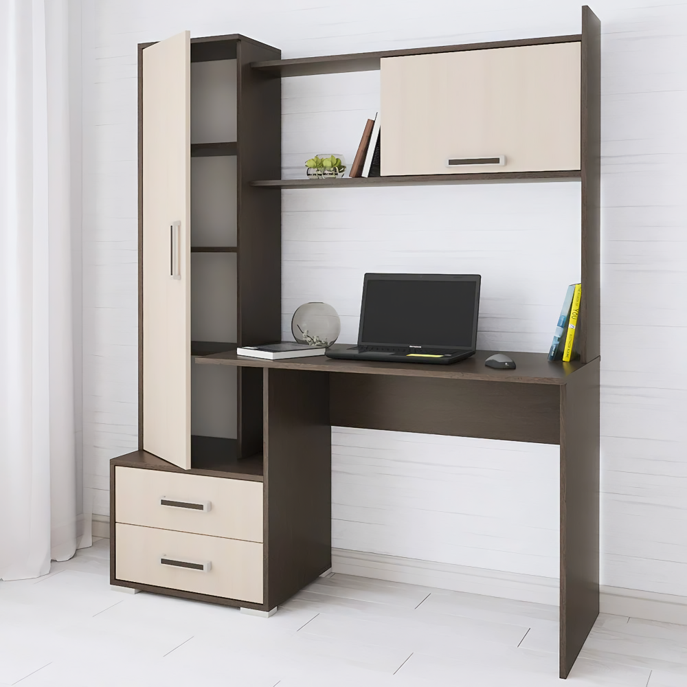 Стол компьютерный Квартет-9, Венге/Дуб Сонома, размер 140х172х50 см.