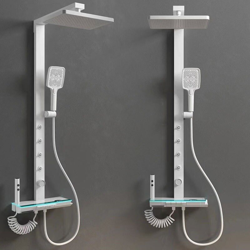 Душевая панель с верхним душем, гидромассажем и цифровым дисплеем, 4 режима, стекло, чёрный, для ванной комнаты