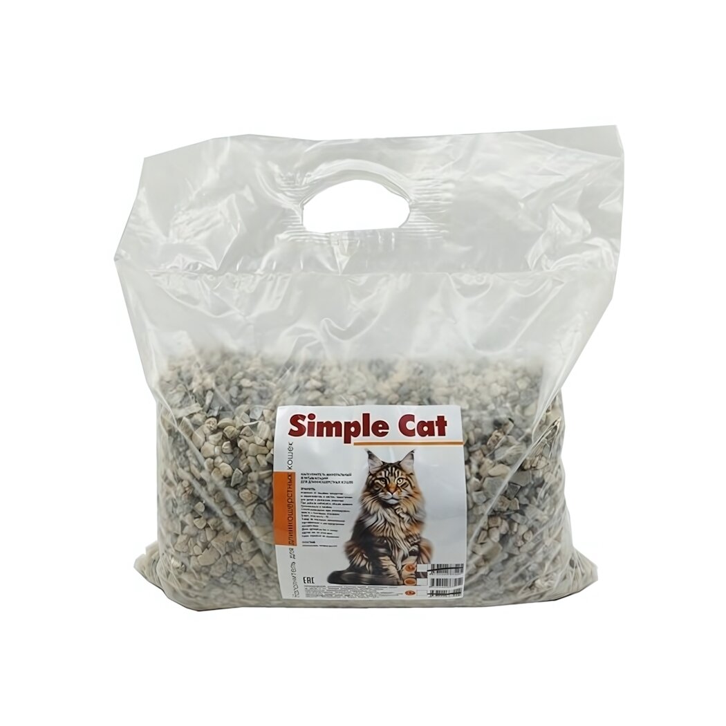 Наполнитель для кошачьего туалета «Simple Cat», 10 л, минеральный, для длинношерстных кошек