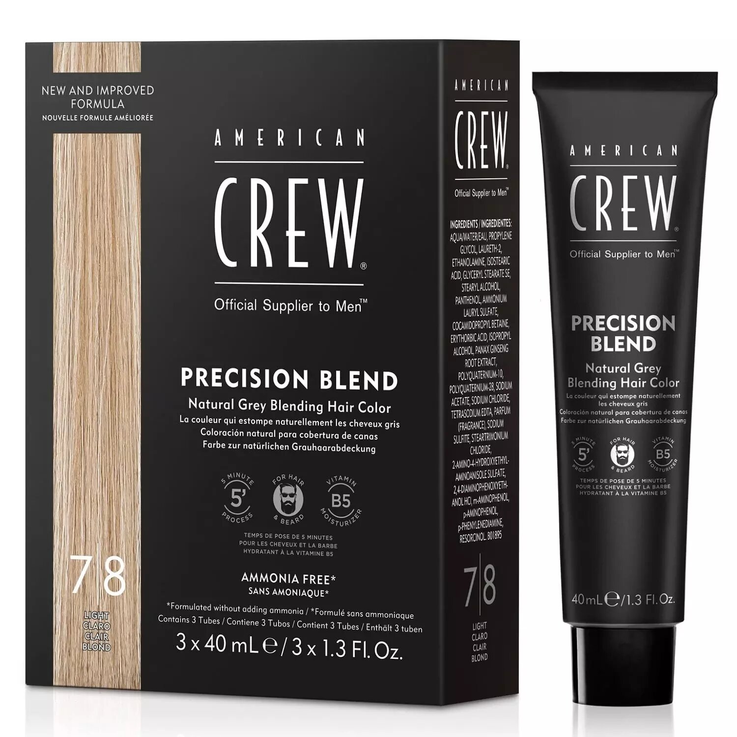 Камуфляж AMERICAN CREW PRECISION BLEND для седых волос Блондин 7/8 3*40 мл
