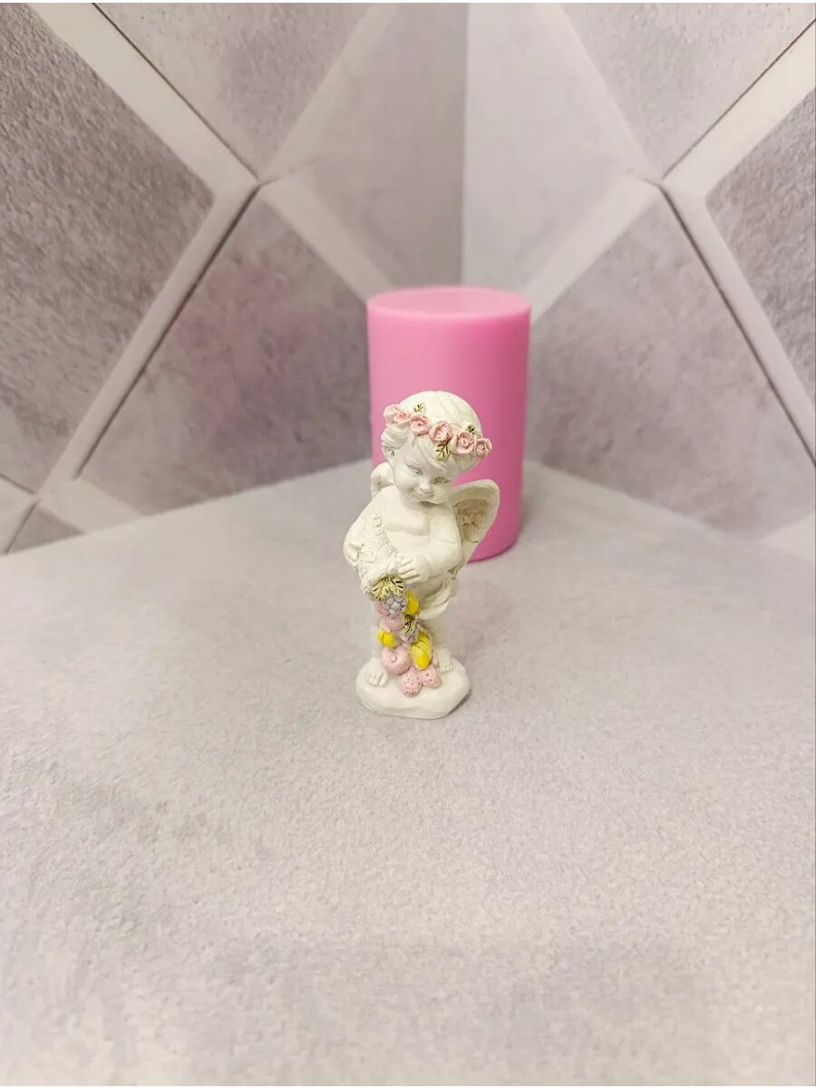 Молд силиконовый "Ангел с фруктами". Молд для свечи, для гипса. Высота готового изделия 8 см.