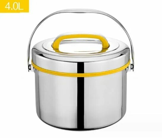 Термокастрюля "Subilance", для еды, нержавеющая сталь, с тарелкой, серая, 4л