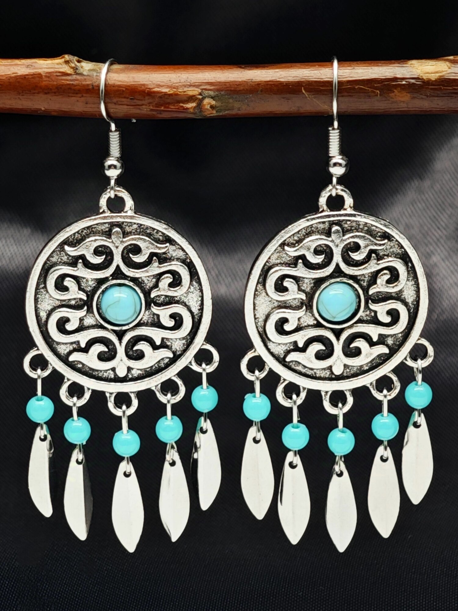 Серьги be self true, эмаль, бирюза синтетическая