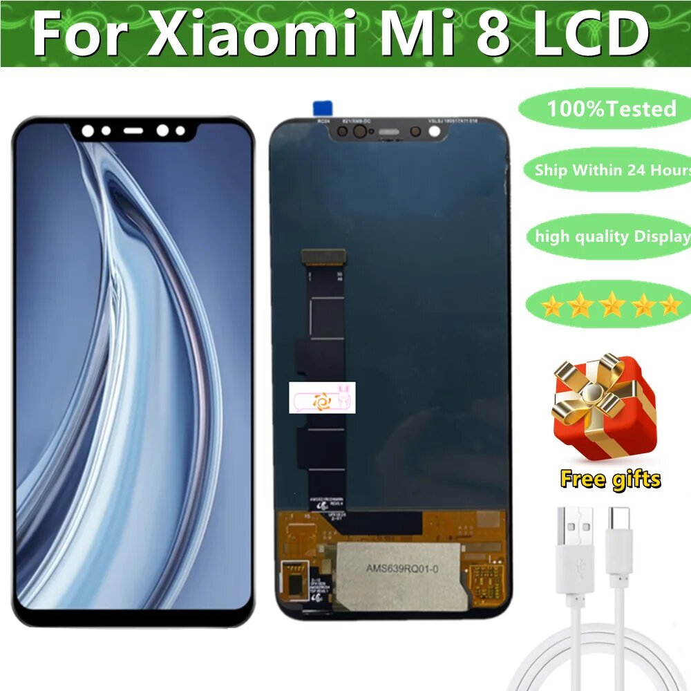 100% протестированный TFT OLED для Xiaomi Mi 8, ЖК-дисплей для Xiaomi Mi8 M1803E1A, дигитайзер сенсорного экрана, ремонт экрана с рамкой TFT NO Frame