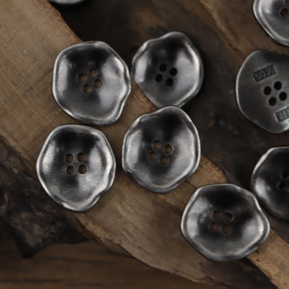 Пуговицы металлические вогнутые, Antique Silver, 15 мм, 10 шт