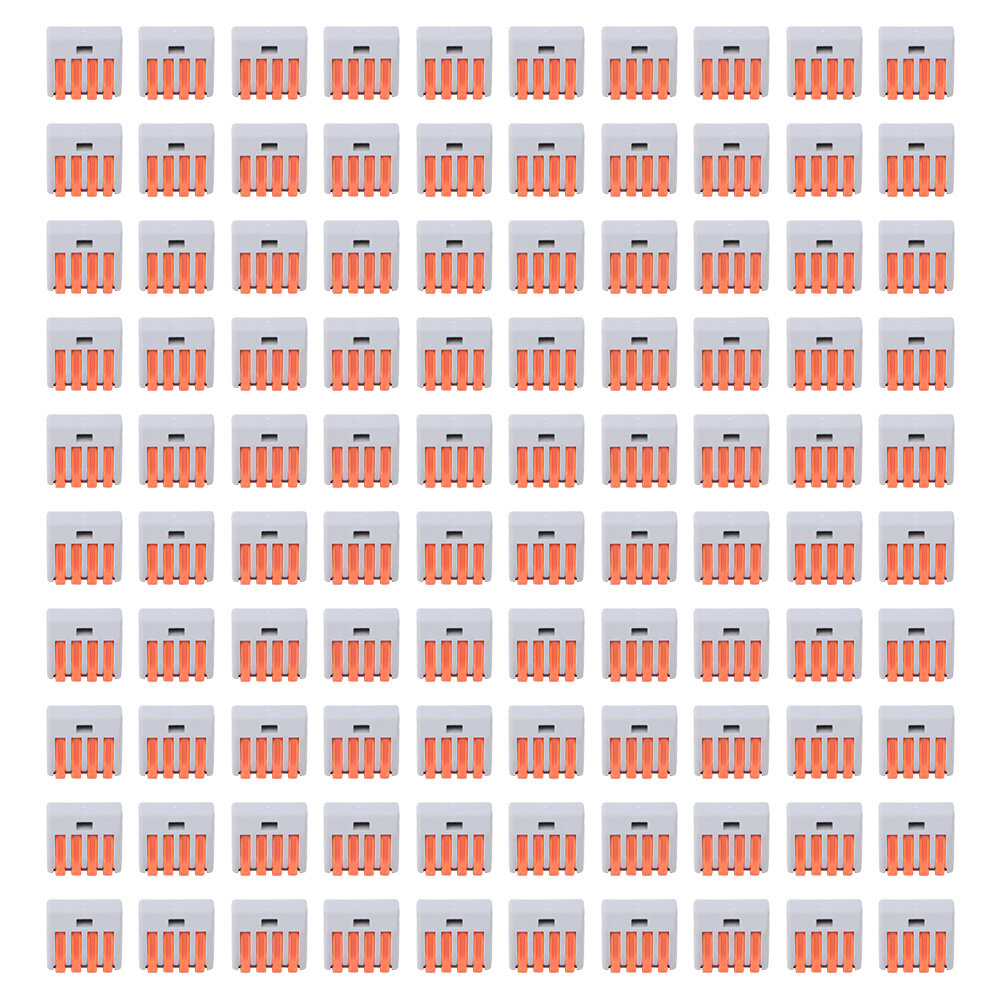 100 шт. 4-позиционные пружинные клеммные колодки многоразового использования для подключения электропроводки и кабелей PCT-214