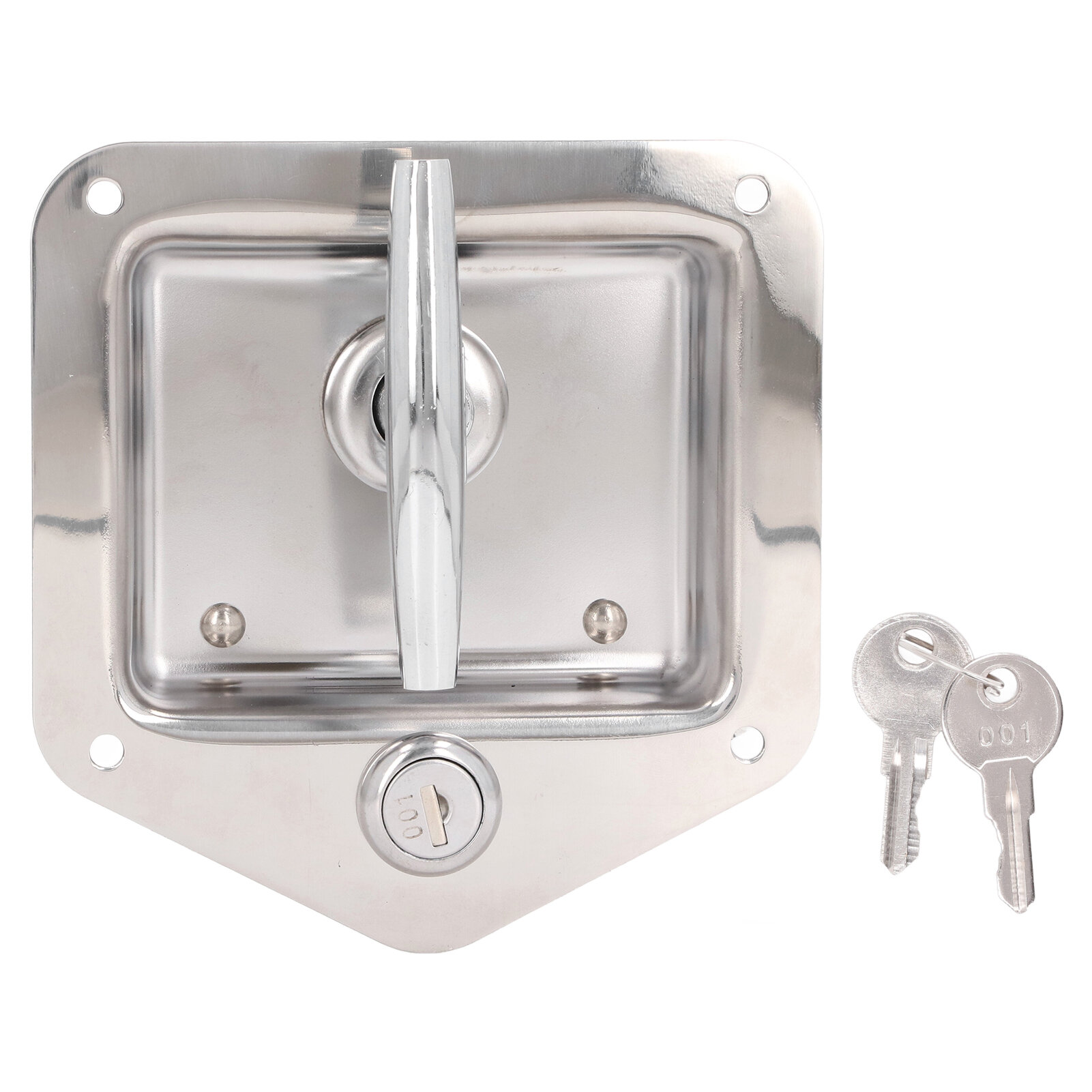 Защелка для инструментального ящика с Т-образной ручкой, полированная нержавеющая сталь, замок для инструментального ящика с 2 ключами для автодома, грузовика, прицепа