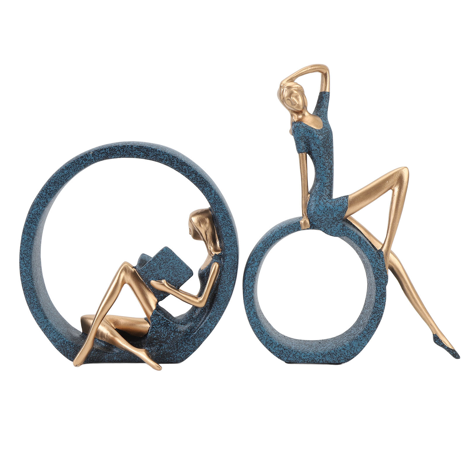 2 фигурки из смолы: читающая книгу, девушка, занимающаяся йогой, современные эстетичные художественные скульптуры, статуэтки для книжной полки, для библиотеки, офиса, декора, подарки.