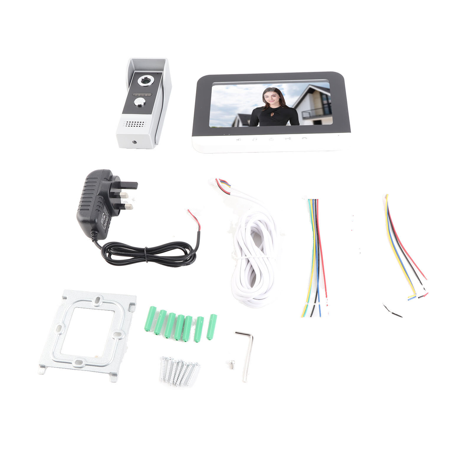 Видеодомофон с 7-дюймовым TFT LCD экраном, проводным Wi-Fi, дистанционным управлением и монитором.