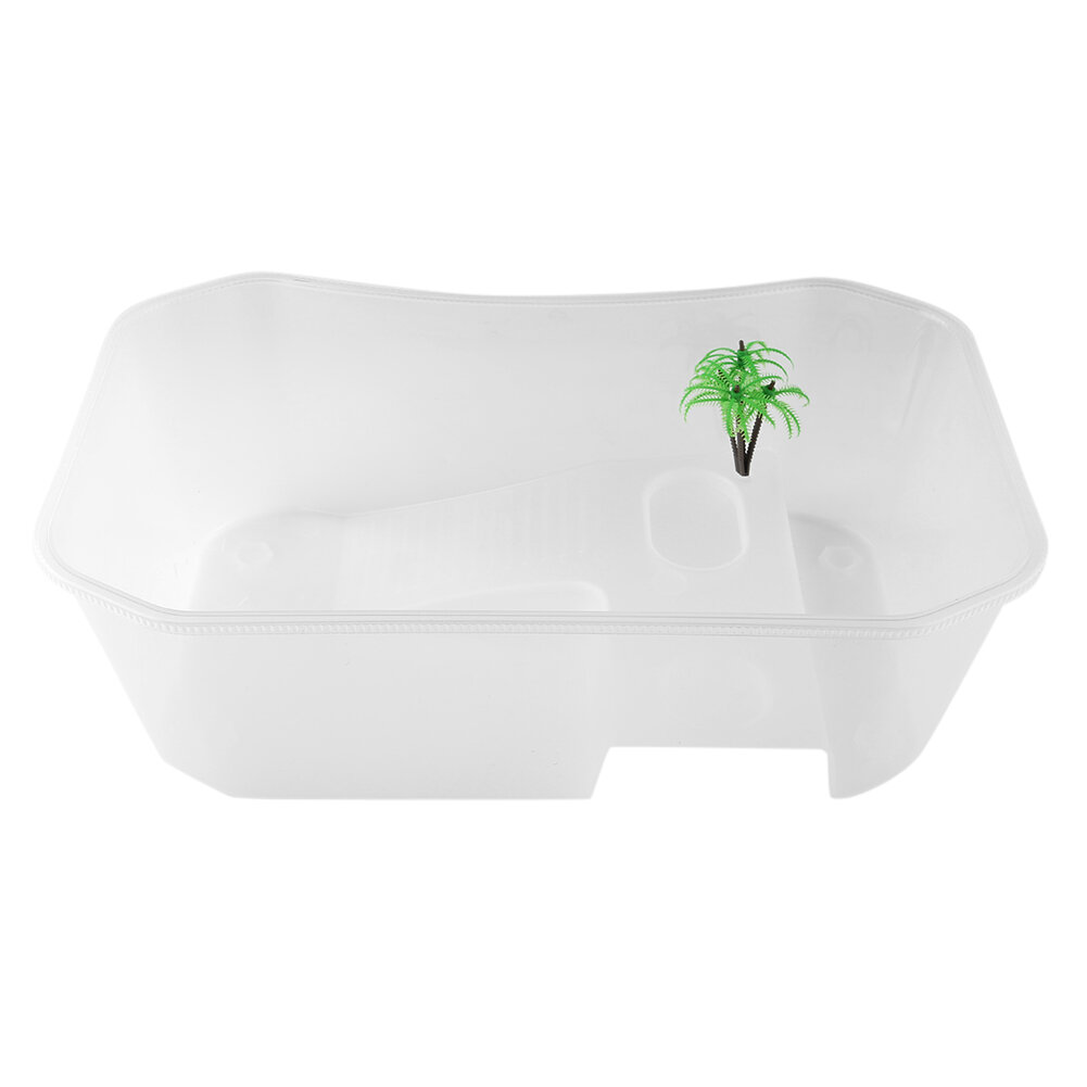 Небольшой пластиковый открытый аквариум с платформой для обогрева черепах (белый)