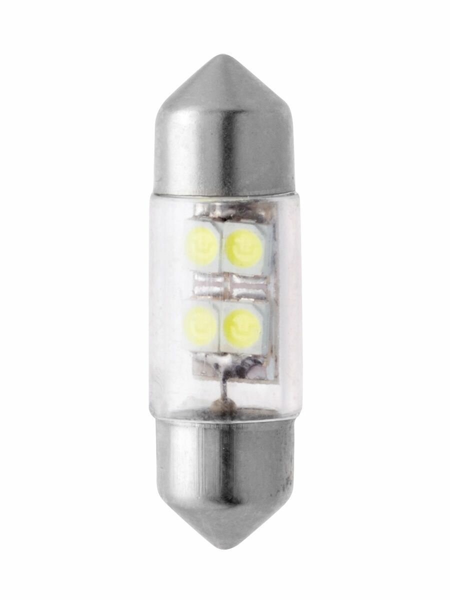Лампа светодиодная сигнальная C5W 12V T11x31 S8.5 4SMD WHITE 12V, маяк 12T11X31W4SMD