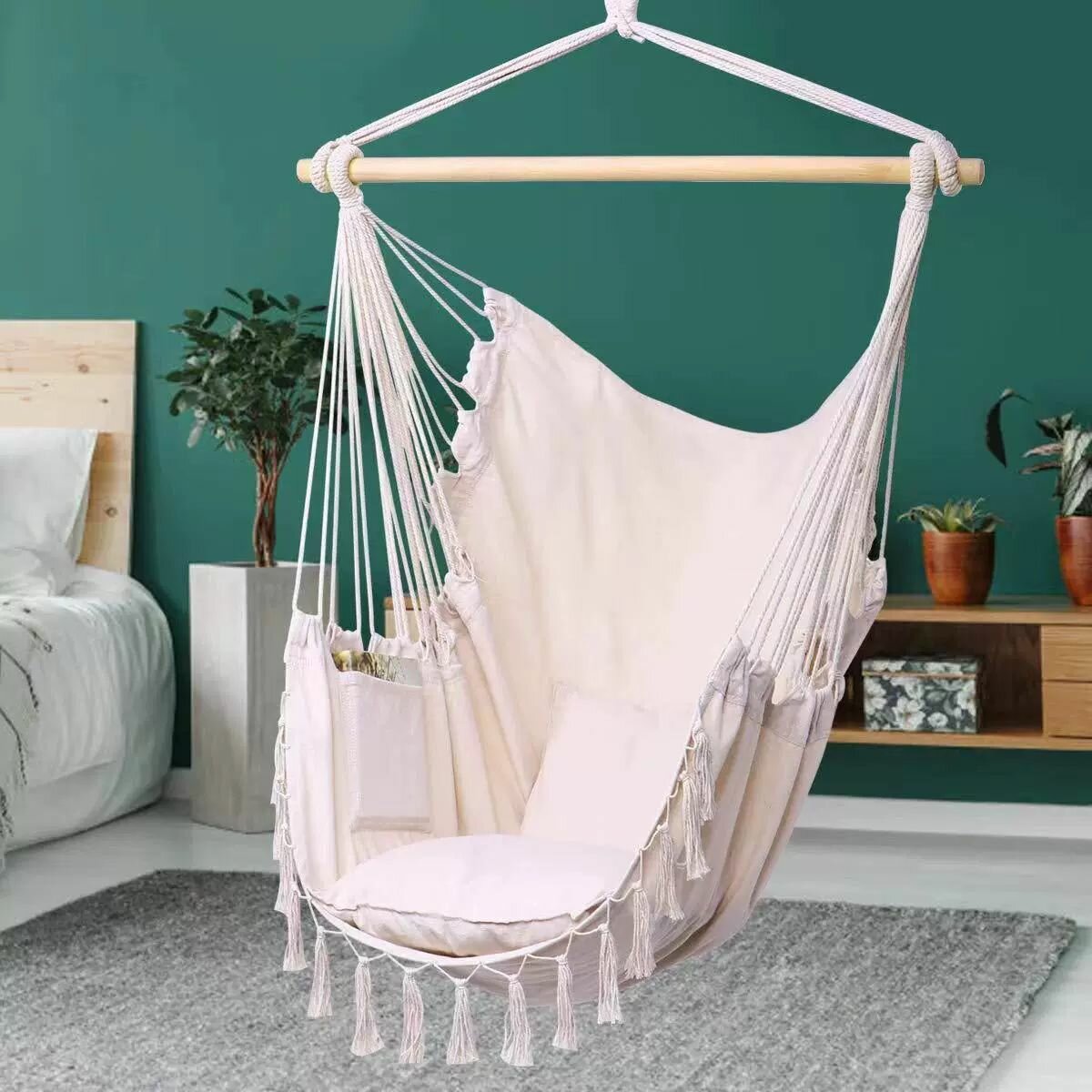 Кресло гамак подвесное Green Glade G-050, с планкой, с подушкой, качели садовые-Туризм