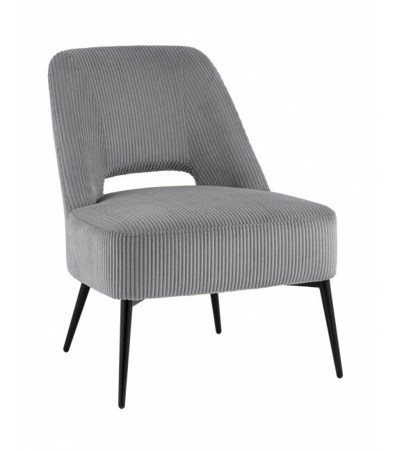 Кресло лаунж Бивона велюр рельефный светло-серый