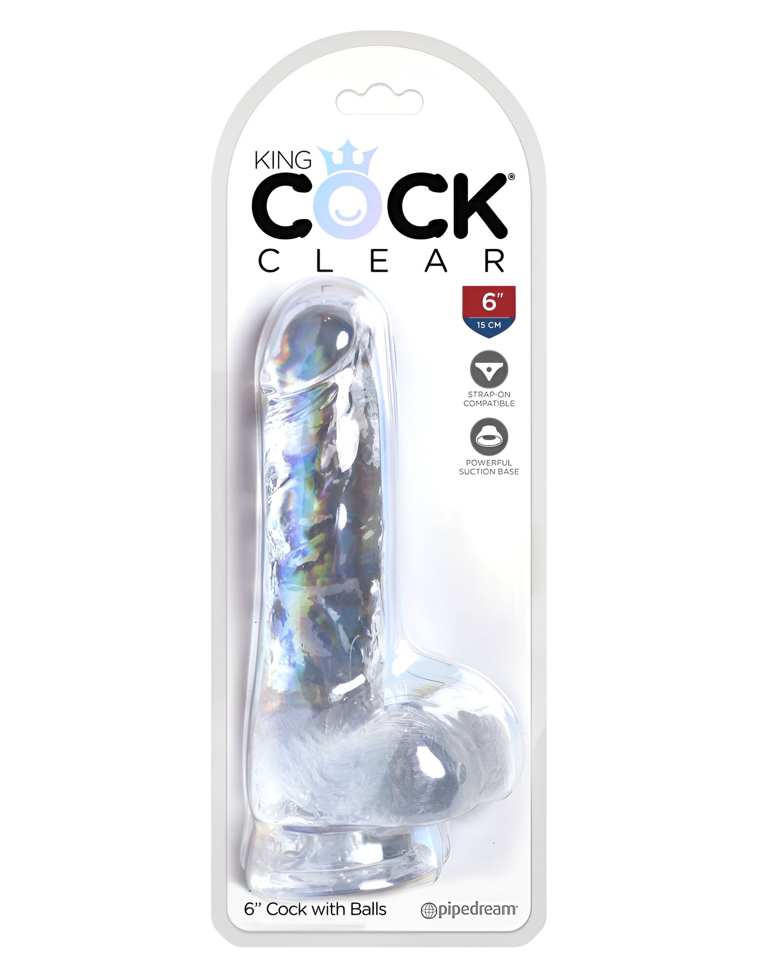 Прозрачный фаллоимитатор с мошонкой на присоске King Cock Clear 6 Cock with Balls