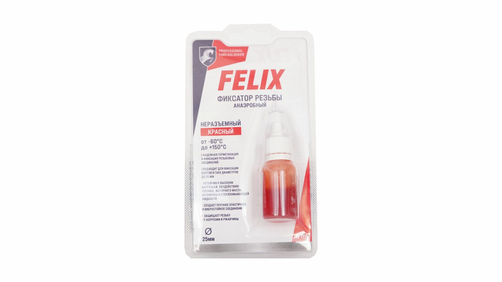 Фиксатор резьбы FELIX (красный; неразъемный; 6 мл)