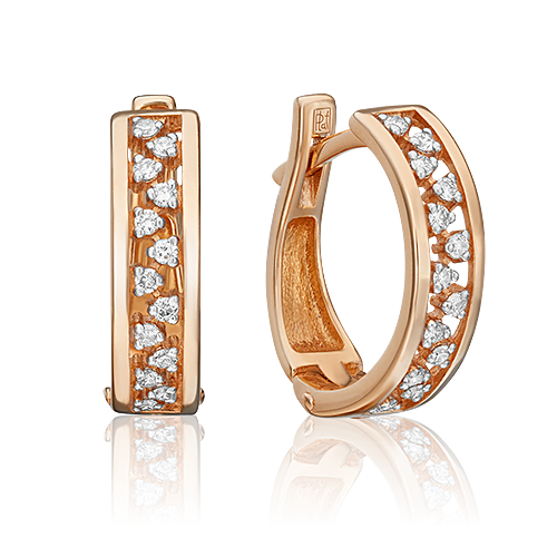 Серьги, красное золото, 585 проба, бриллиант